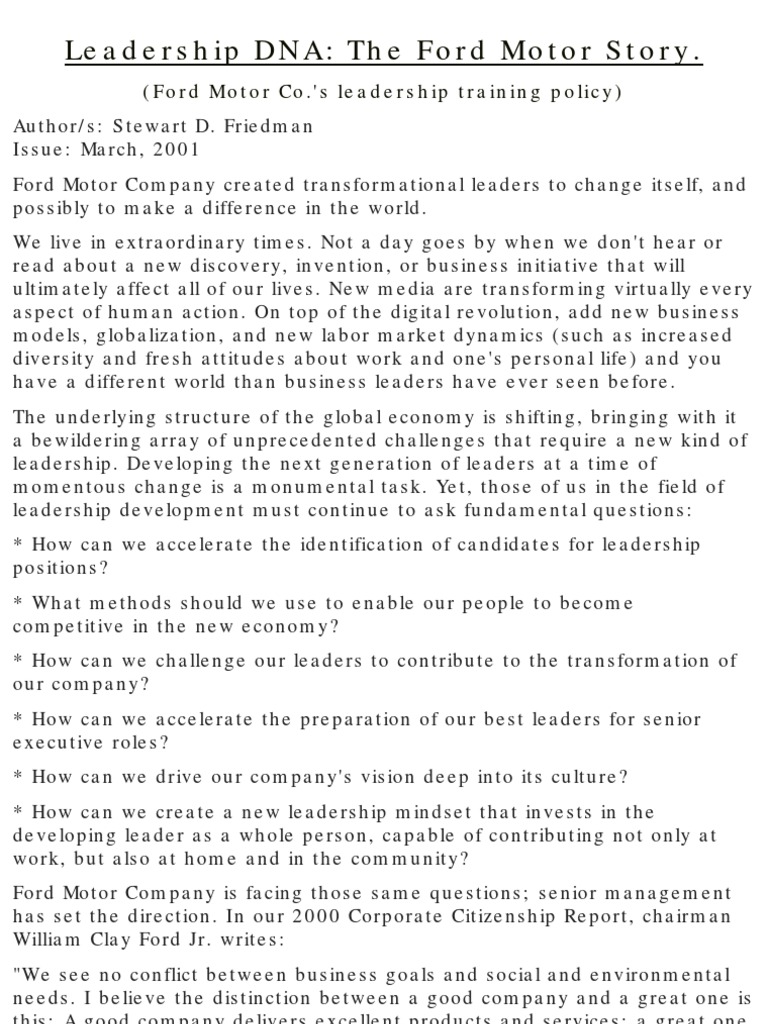 Leadership The Ford Motor | PDF | Leadership | Brand
