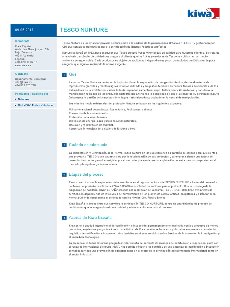 Tesco Nurture | PDF | Calidad (comercial) | Science