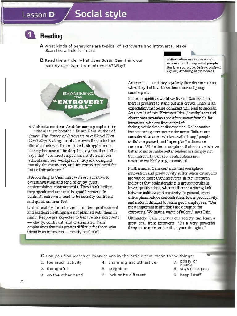 Social Style Lesson D | PDF | Extraversion And Introversion | Applied ...