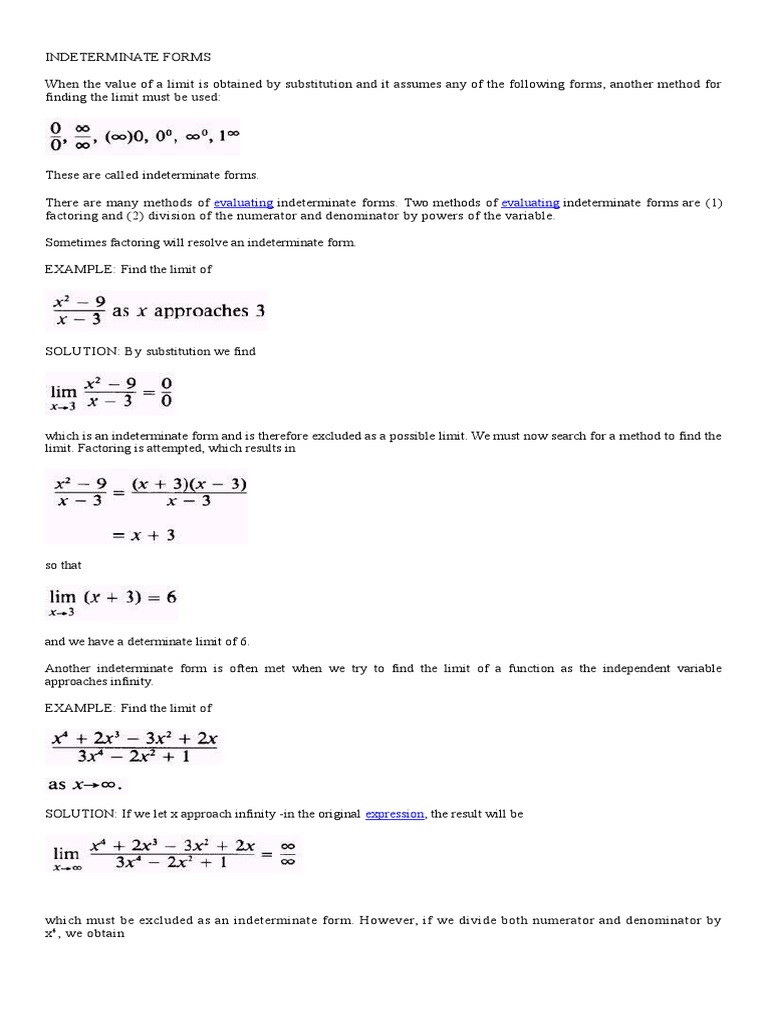 Indeterminate Forms | PDF | Fraction (Mathematics) | Logarithm