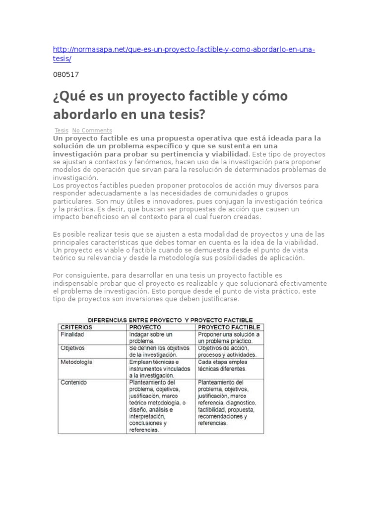 Qué Es Un Proyecto Factible | PDF | Metodología | Teoría