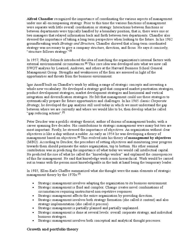 The Development of Strategic Management Theory: From the 1950s to the ...