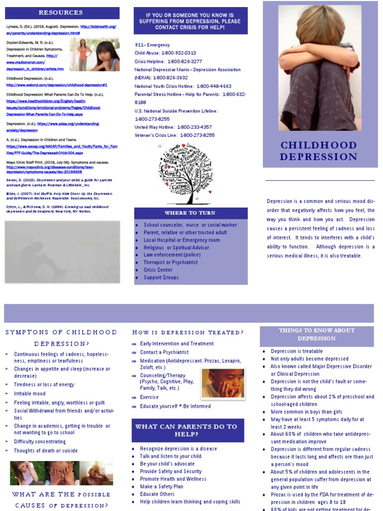 Childhood Depression Brochure Portfolio | PDF | Major Depressive ...