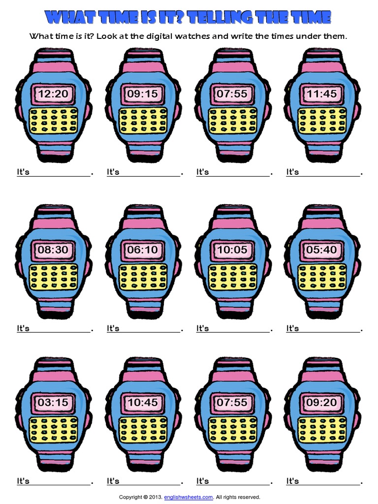 What Time Is It Pink Digital Clock Worksheet PDF | PDF