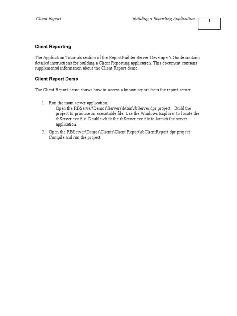 Client Report Building A Reporting Application | PDF