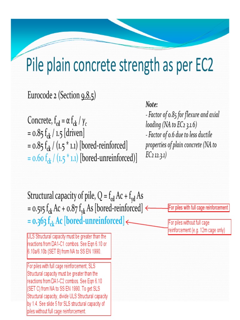 Eurocode 2 Pile Capacity Calculations | PDF | Deep Foundation | Concrete