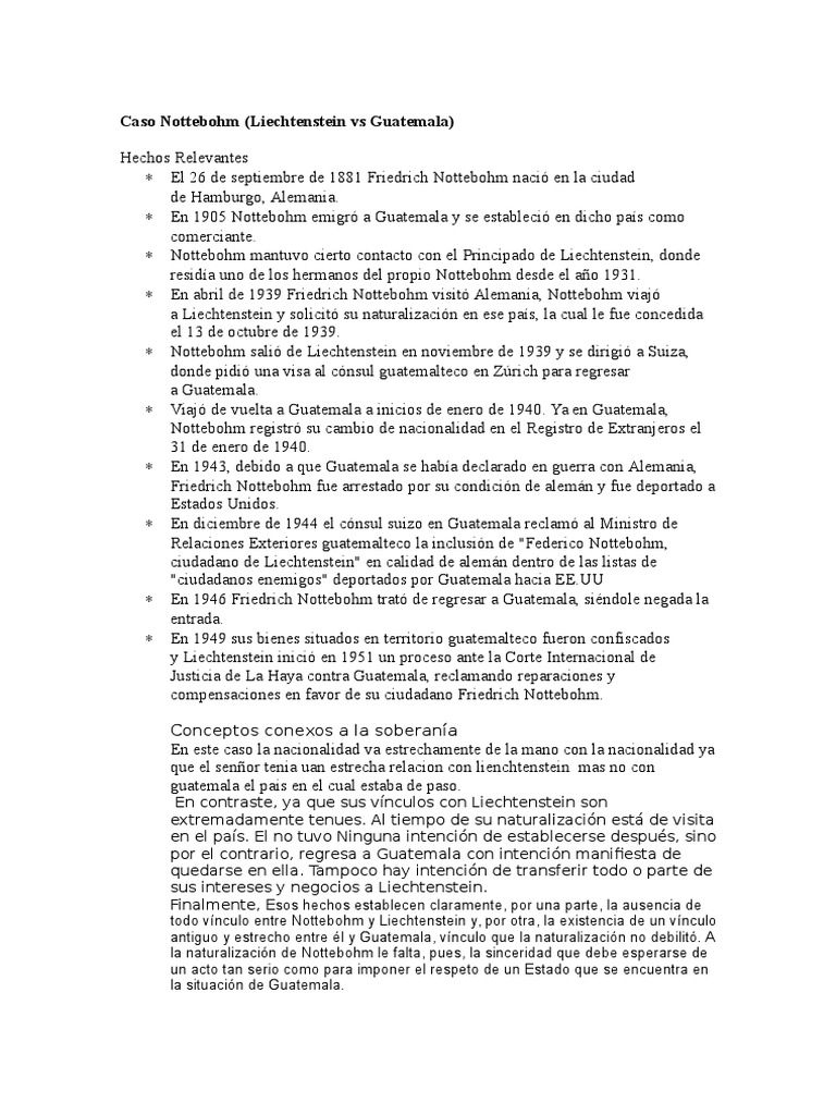 Caso Nottebohm | PDF | Ley internacional | Justicia