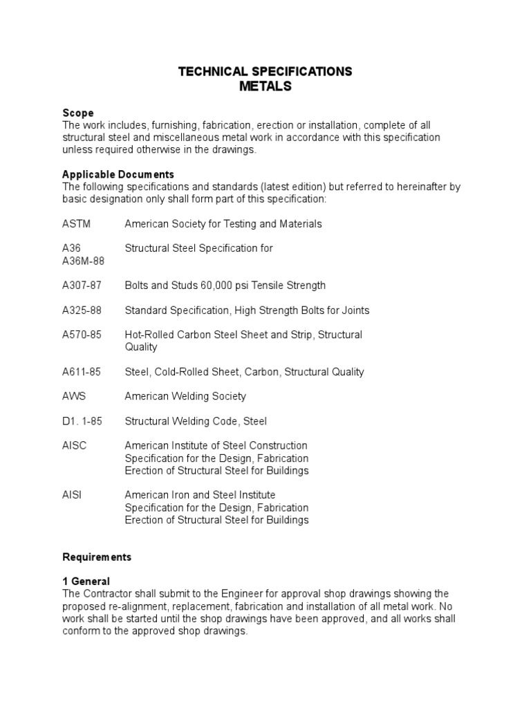 Structural Steel Technical Specifications | PDF | Structural Steel ...