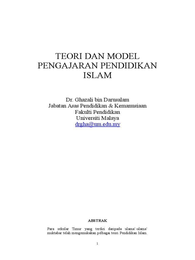 Teori dan Model Pendidikan Islam | PDF | Agama & Spiritualitas