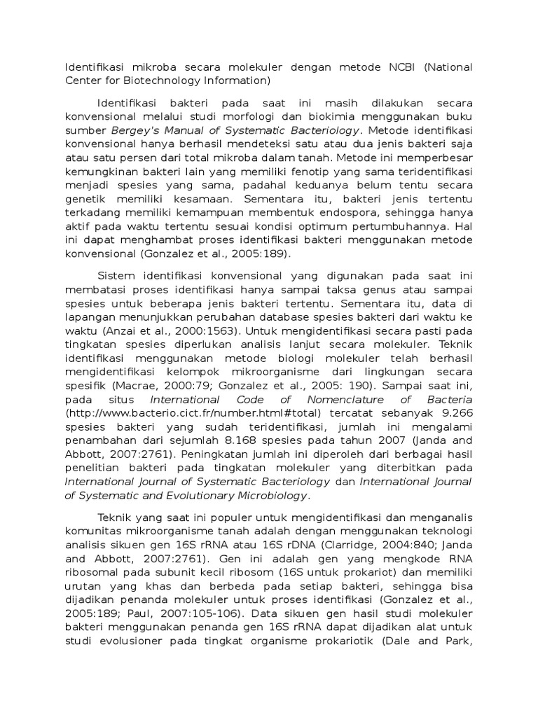 Identifikasi Mikroba Secara Molekuler Dengan Metode NCBI | PDF