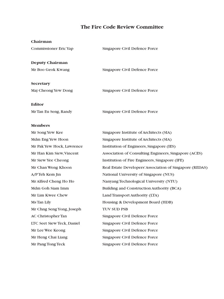 The Fire Code Review Committee: Chairman | PDF