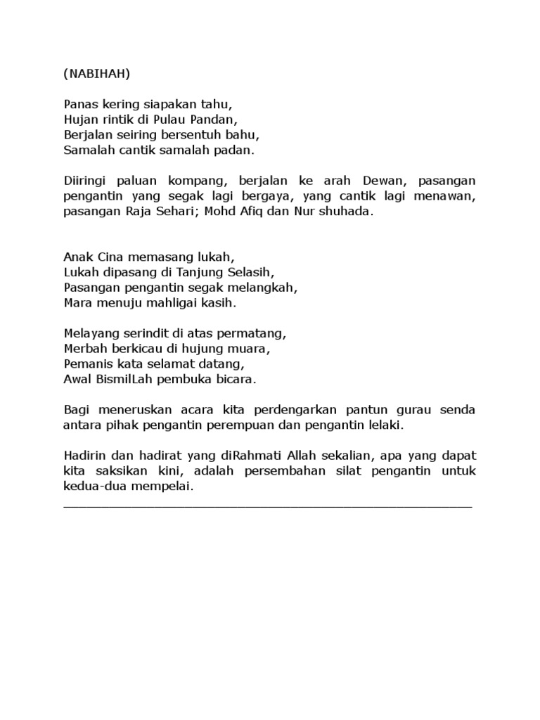 Skrip Pengacara Majlis Perkahwinan | PDF | Perjalanan | Seni