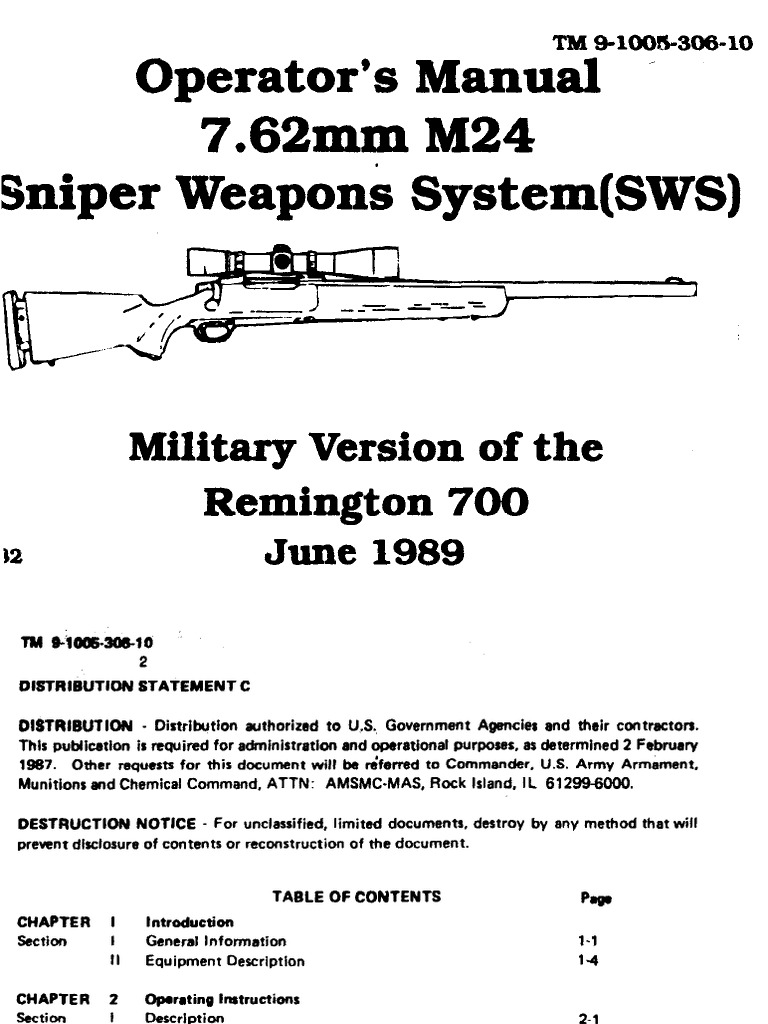 M24 Sniper Weapon System (Remington 700) PDF | PDF | Rifle | Cartridge ...