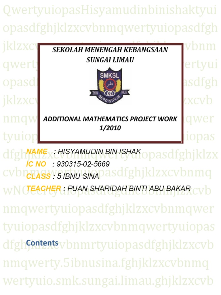 Projek Add Math SMK Sungai Limau | PDF | Integral | Calculus