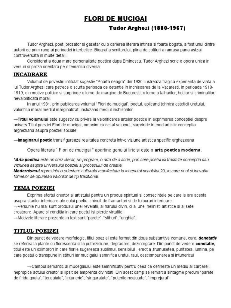 Flori de Mucigai - Tudor Arghezi | PDF