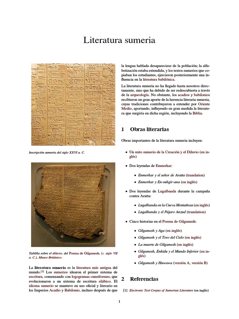 Literatura Sumeria: Orígenes y Obras | PDF | Epopeya de Gilgamesh | 3er ...