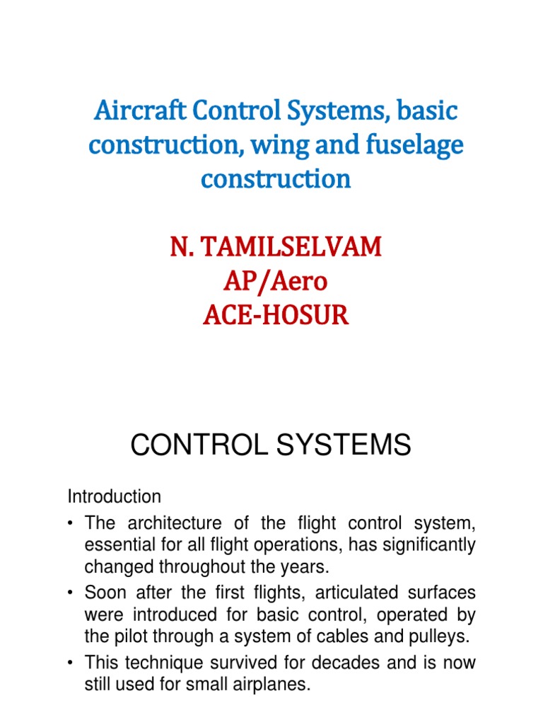 Aircraft Control Systems, Basic Construction, Wing and Fuselage ...