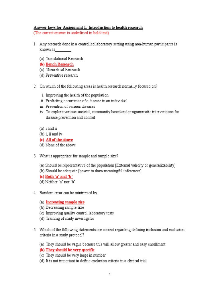 Answer Keys For Week 1 Assignments PDF | PDF | Pub Med | Epistemology
