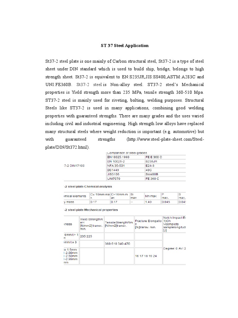 ST 37 Steel Application