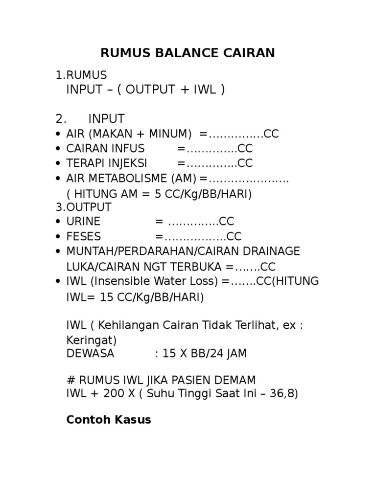 Rumus Balance Cairan | PDF