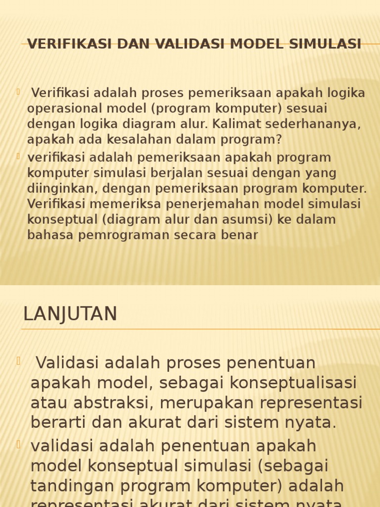 Verifikasi dan Validasi Model Simulasi | PDF