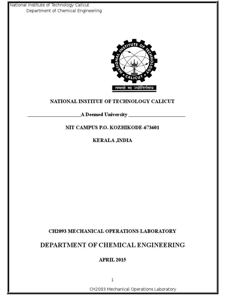 Mechanical Operations Lab Report On Comparing The Efficiency of Cyclone ...
