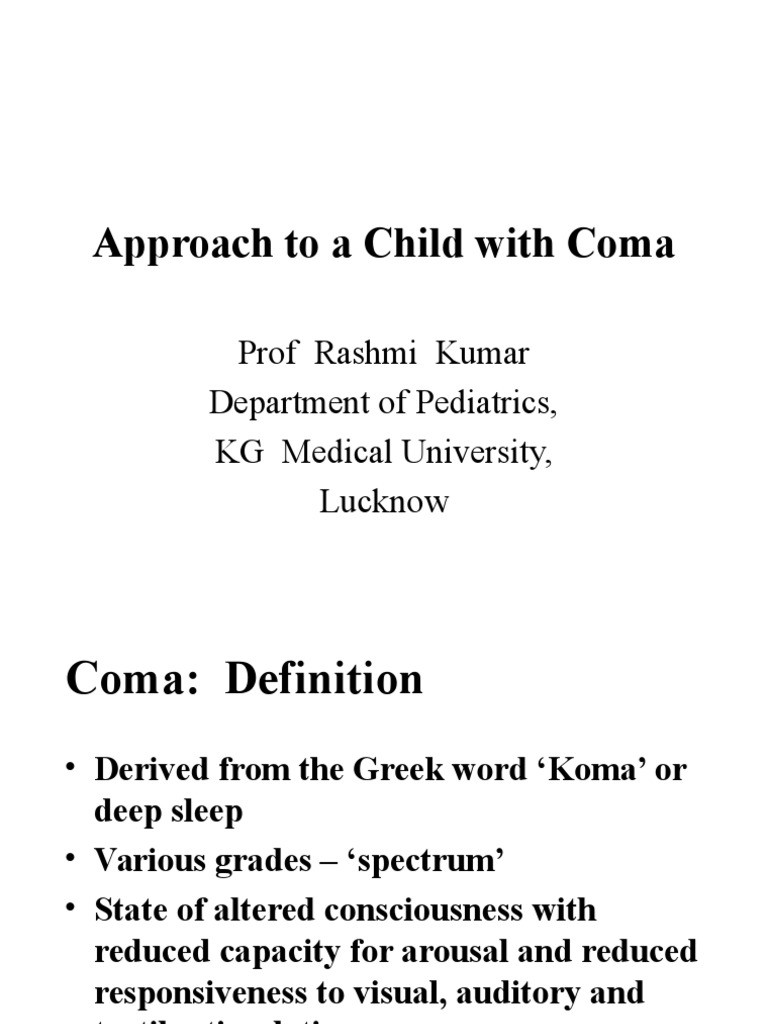 Approach To Coma | PDF | Coma | Apnea