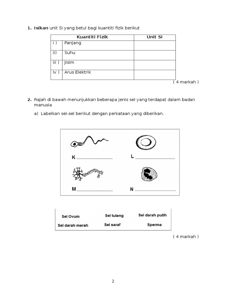 Soalan UB1 Sains F2 | PDF