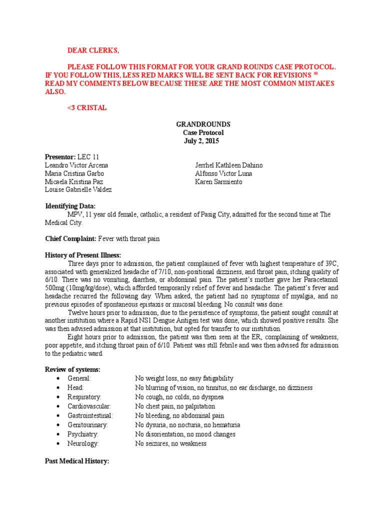 Sample Case Protocol | PDF | Dehydration | Medical Specialties
