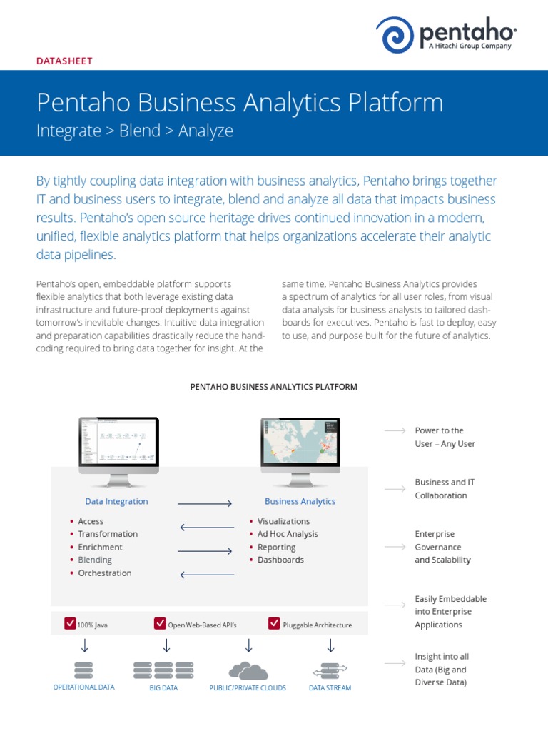 Pentaho Business Analytics Platform | PDF | Analytics | Big Data