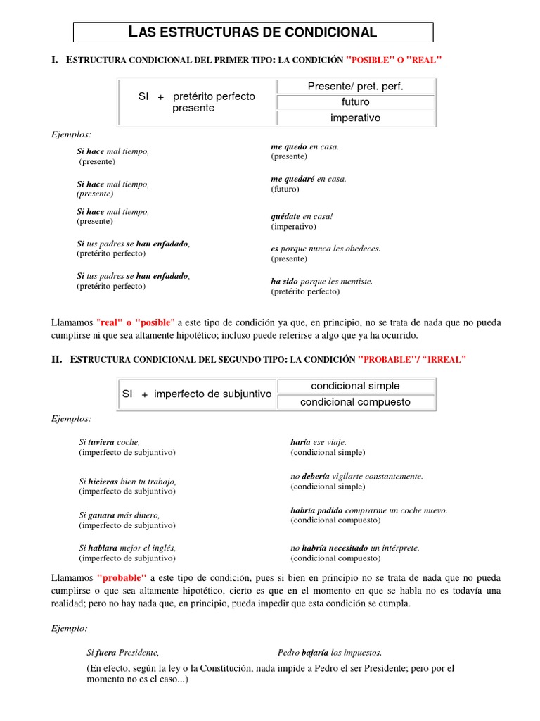 Las Estructuras de Condicional | PDF | Gramática | Lingüística