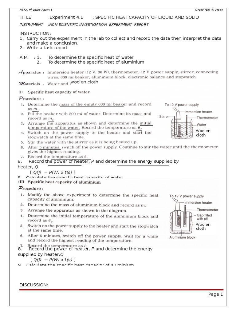 Exp 4.1specific Heat Capacity | PDF | Heat Capacity | Heat