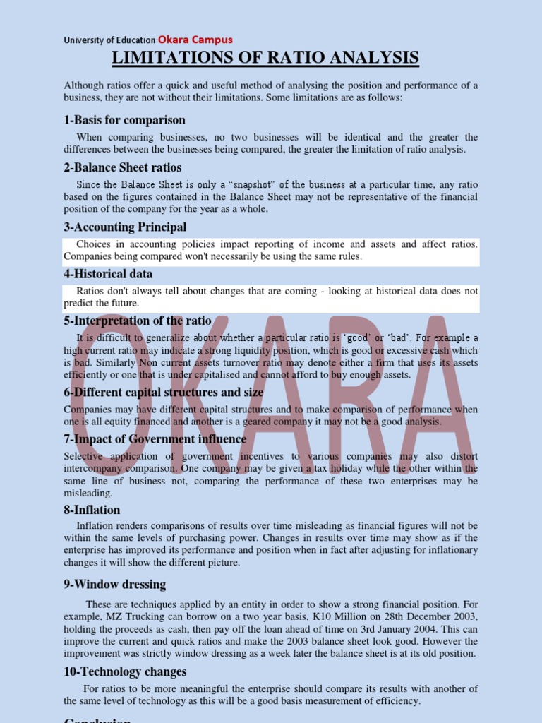 Limitations of Ratio Analysis | PDF | Capital Structure | Balance Sheet