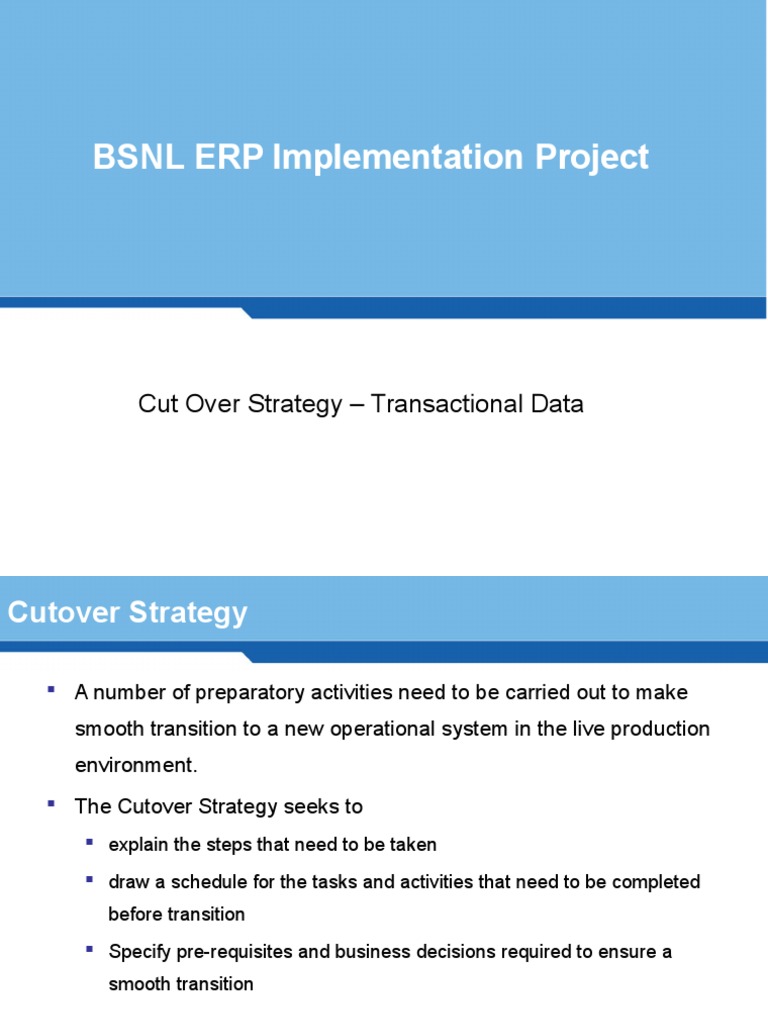 BSNL ERP Cutover Strategy | PDF