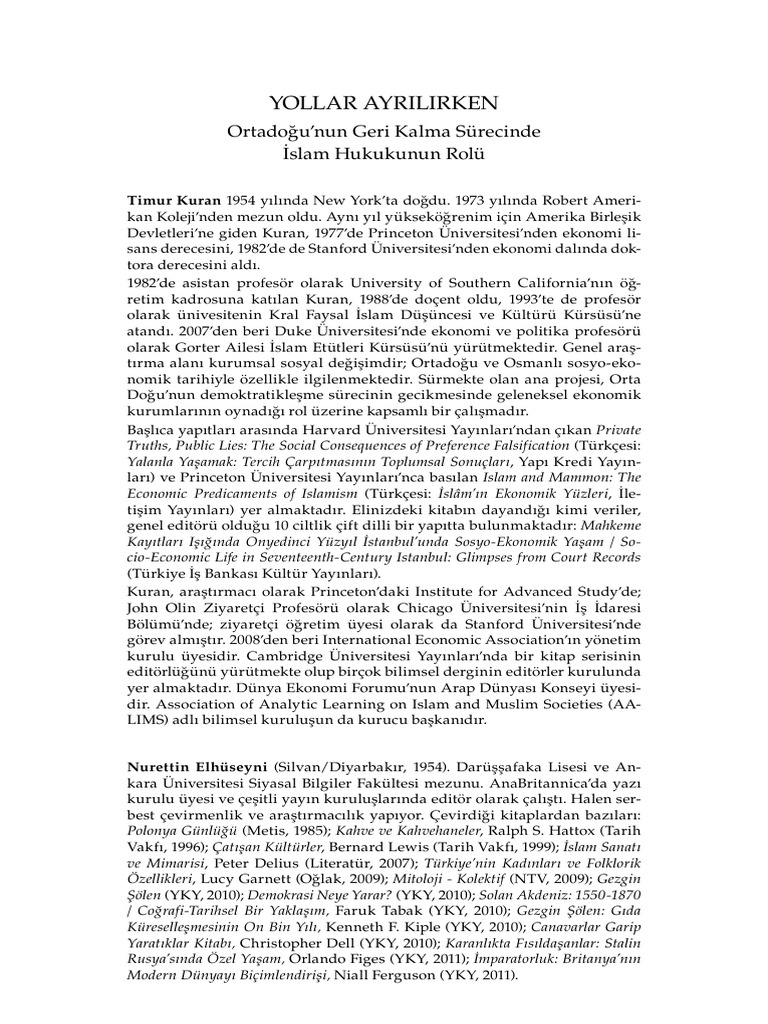 Timur Kuran, Nurettin Elhüseyni - Yollar Ayrılırken | PDF