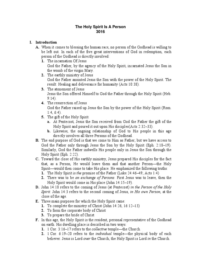 The Holy Spirit as the Third Person of the Trinity: Exploring the ...