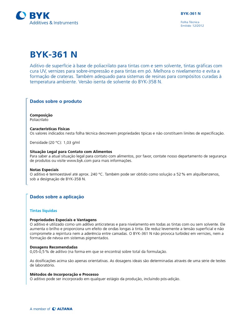 TDS Byk-361 N PT | PDF | Tinta | Material composto