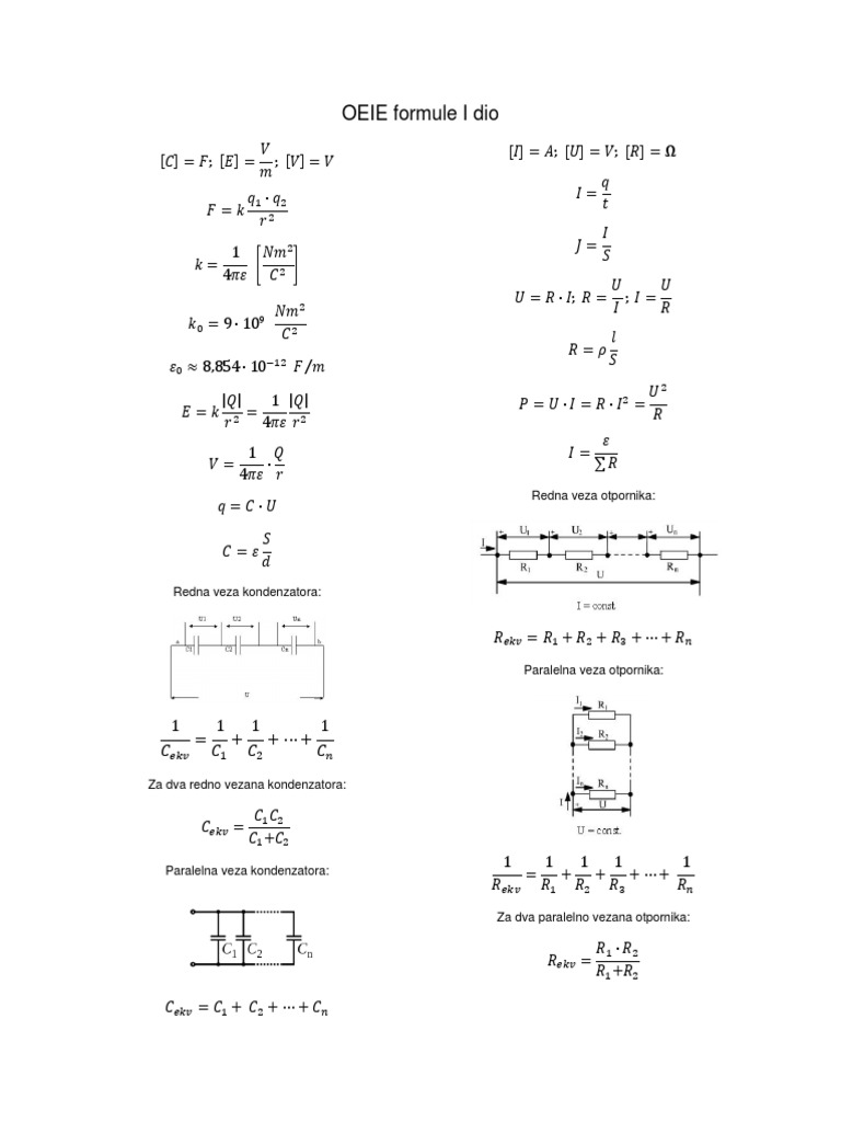 OEIE Formule I Dio: Redna Veza Otpornika | PDF