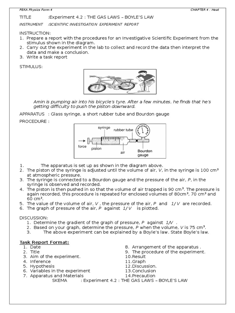 Exp 4.2 Gas Laws Boyles Law | PDF | Gases | Pressure