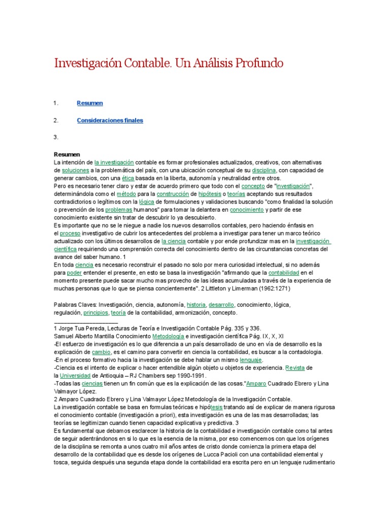Analisis Profundo Investigacion Contable | PDF | Contabilidad ...