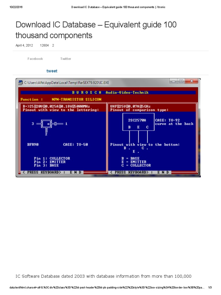 IC Database Software Download Guide | PDF | Transistor | Computer ...