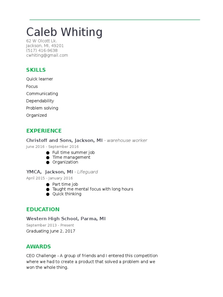 Caleb Whiting: Skills | PDF