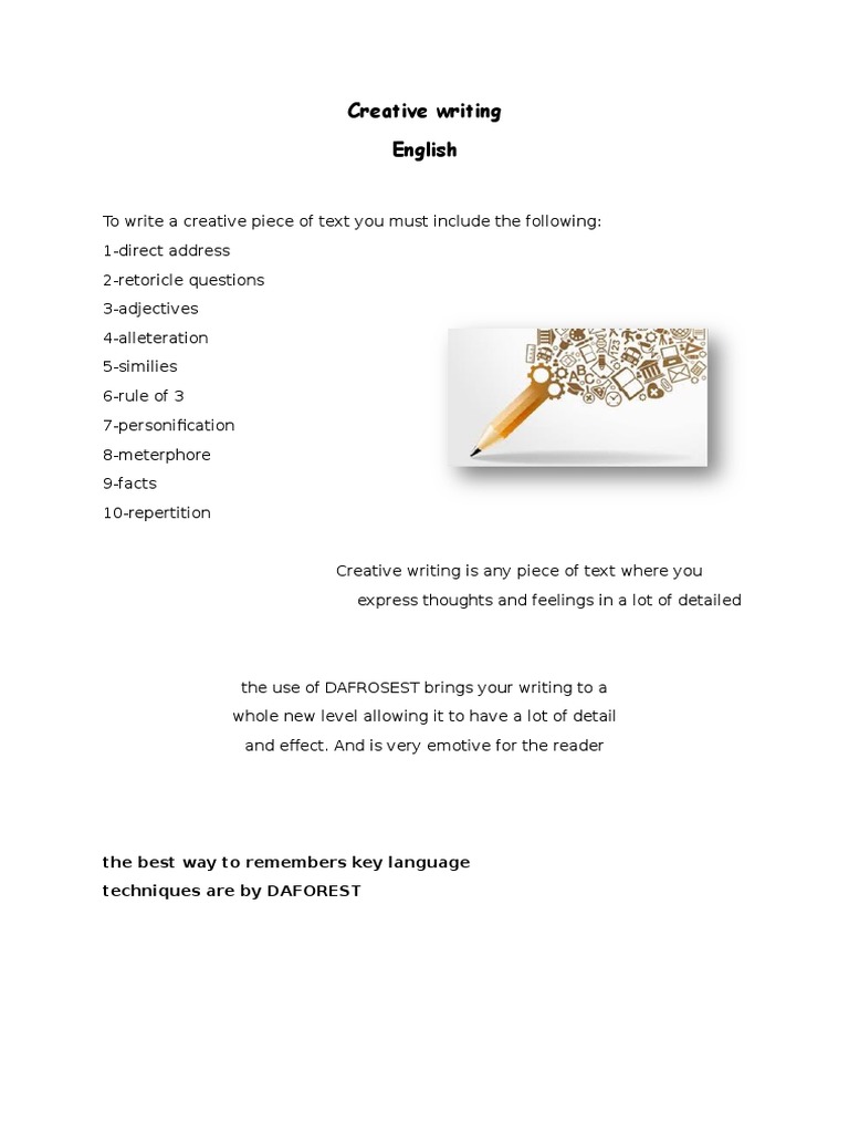 Creative Writing English: The Best Way To Remembers Key Language ...