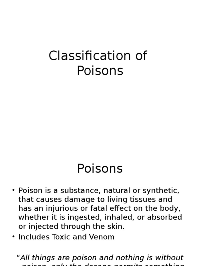 Classification of Poisons | PDF | Poison | Nitrous Oxide