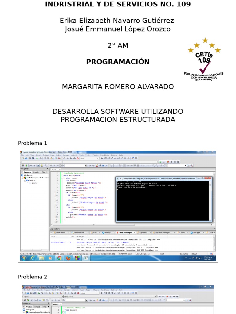 Problemas de CodeBlocks de If Condicionales | PDF | Programación de computadoras | Ingeniería de ...