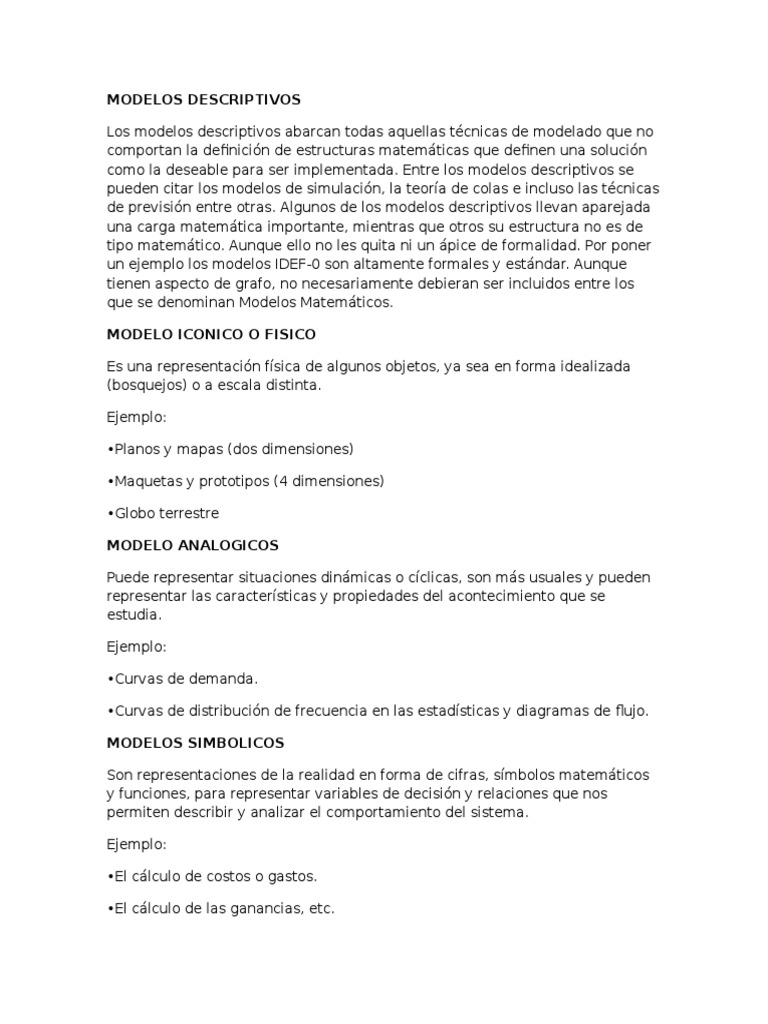 Modelos Descriptivos | PDF | Teoría del modelo | Linealidad