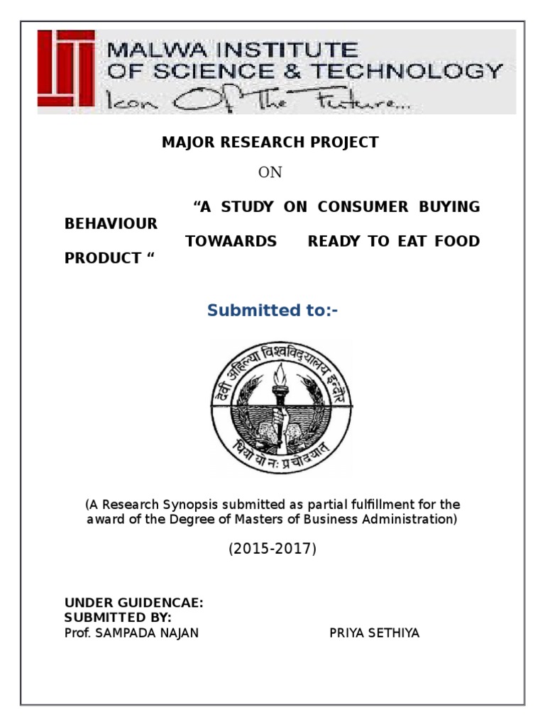 Major Research Project: Submitted To | PDF