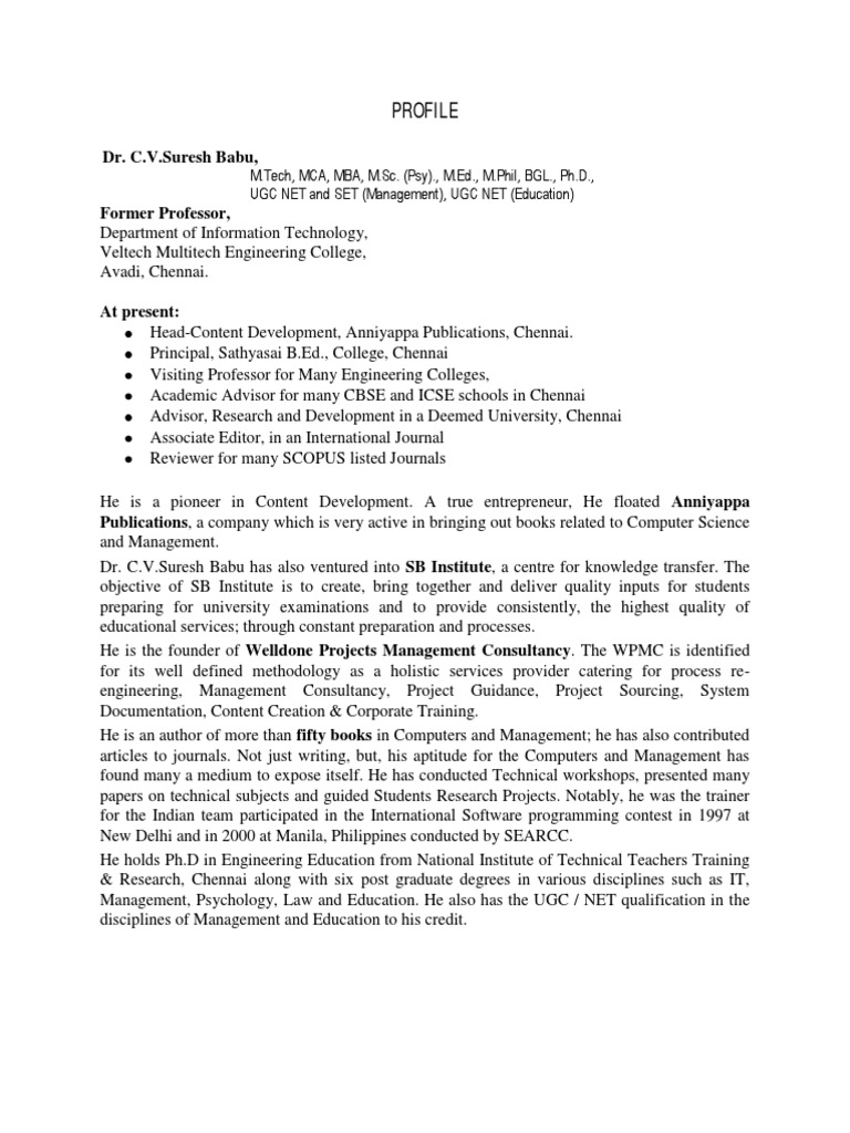 Dr. C.V. Suresh Babu: Seminar and Workshop Series