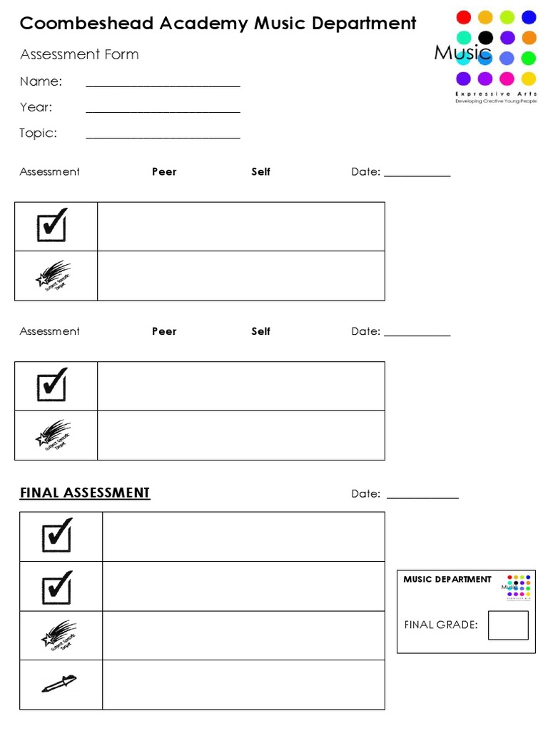 Coombeshead Academy Music Assessment Form | PDF