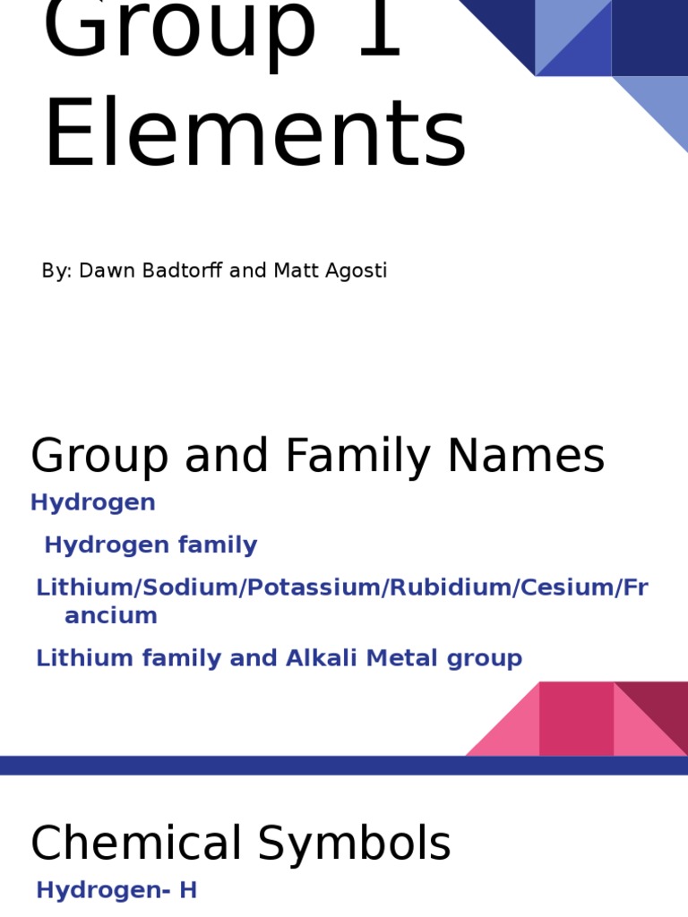 Group 1 Elements Overview and Uses | PDF